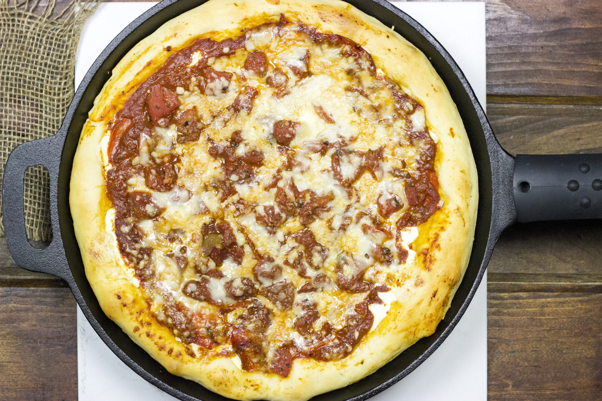 Cast Iron Deep Dish Pizza Recipe - Food Fanatic