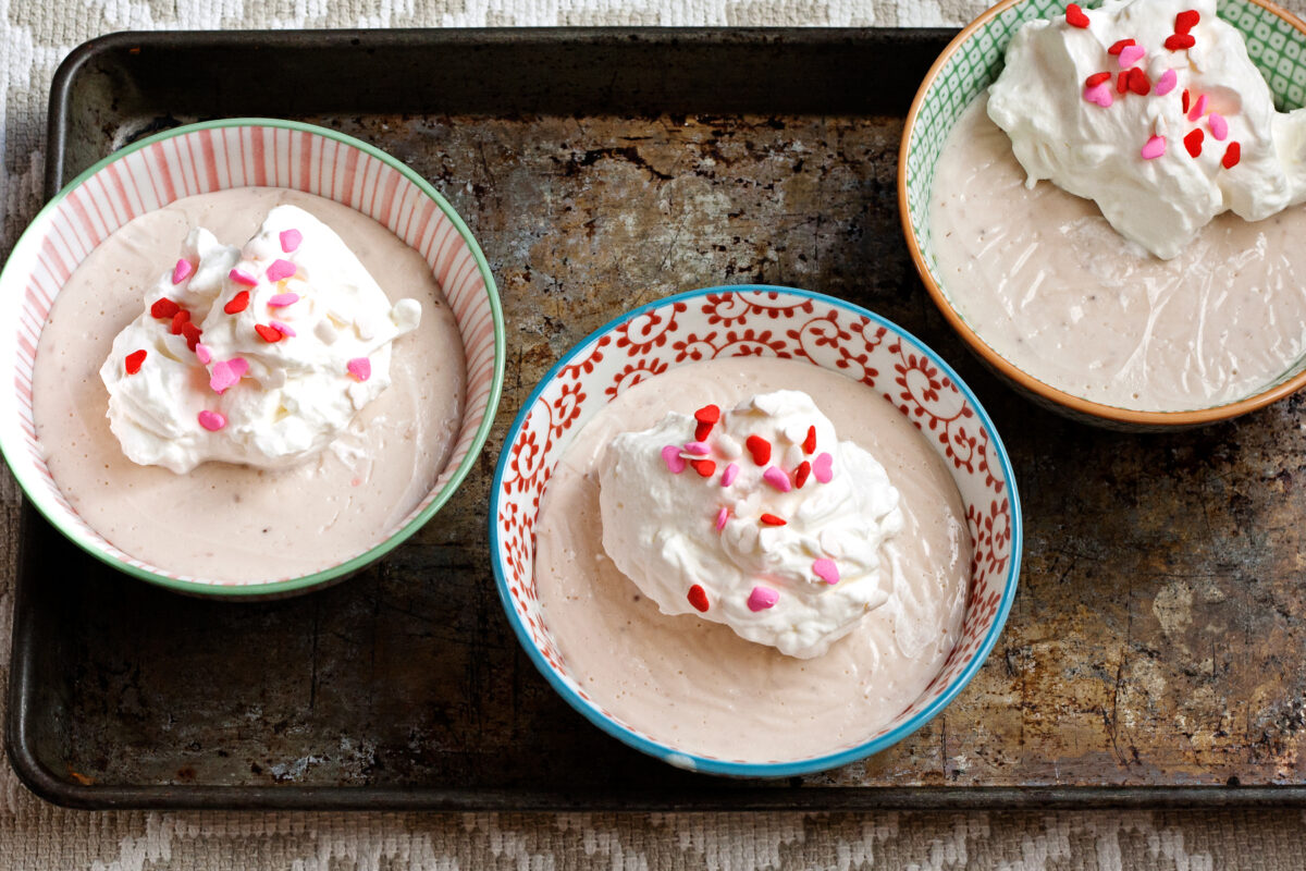 White Chocolate Pudding with Strawberry Jam Recipe - Food Fanatic