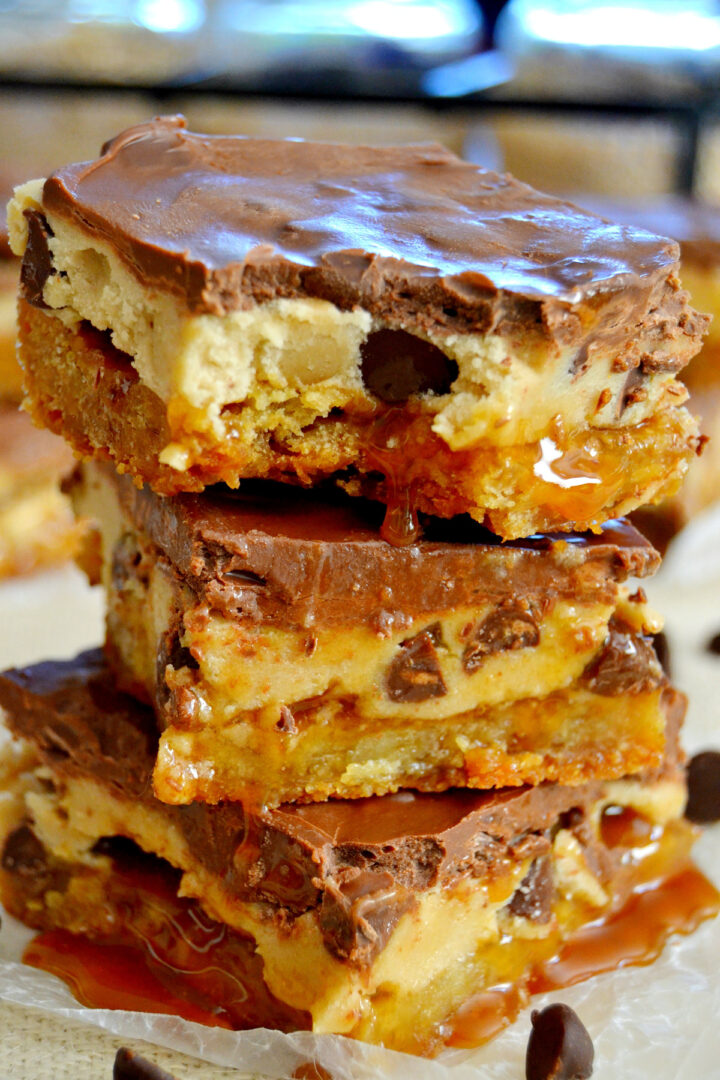 Cookie Dough Billionaire Bars Recipe - Food Fanatic