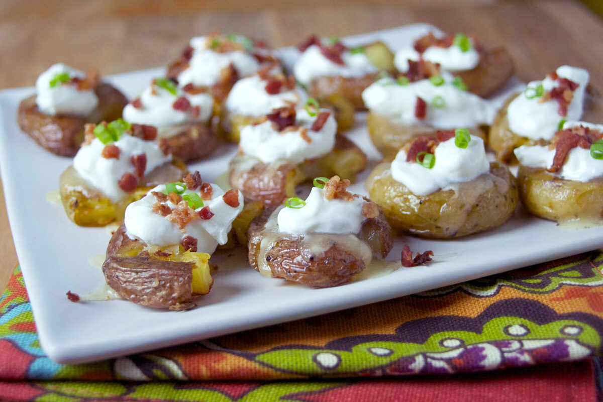 Loaded Smashed Potato Bites Recipe - Food Fanatic
