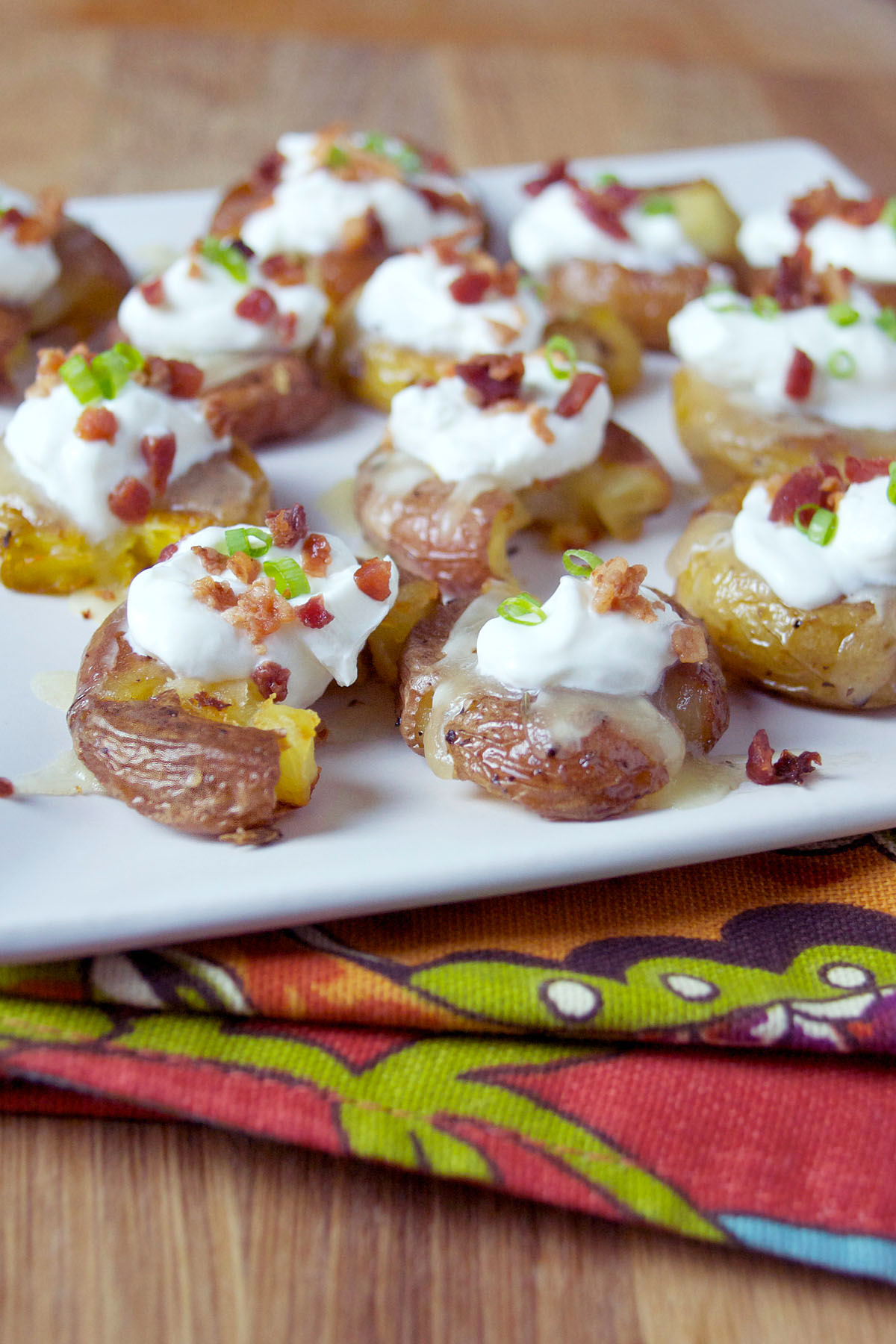 Loaded Smashed Potato Bites Recipe - Food Fanatic