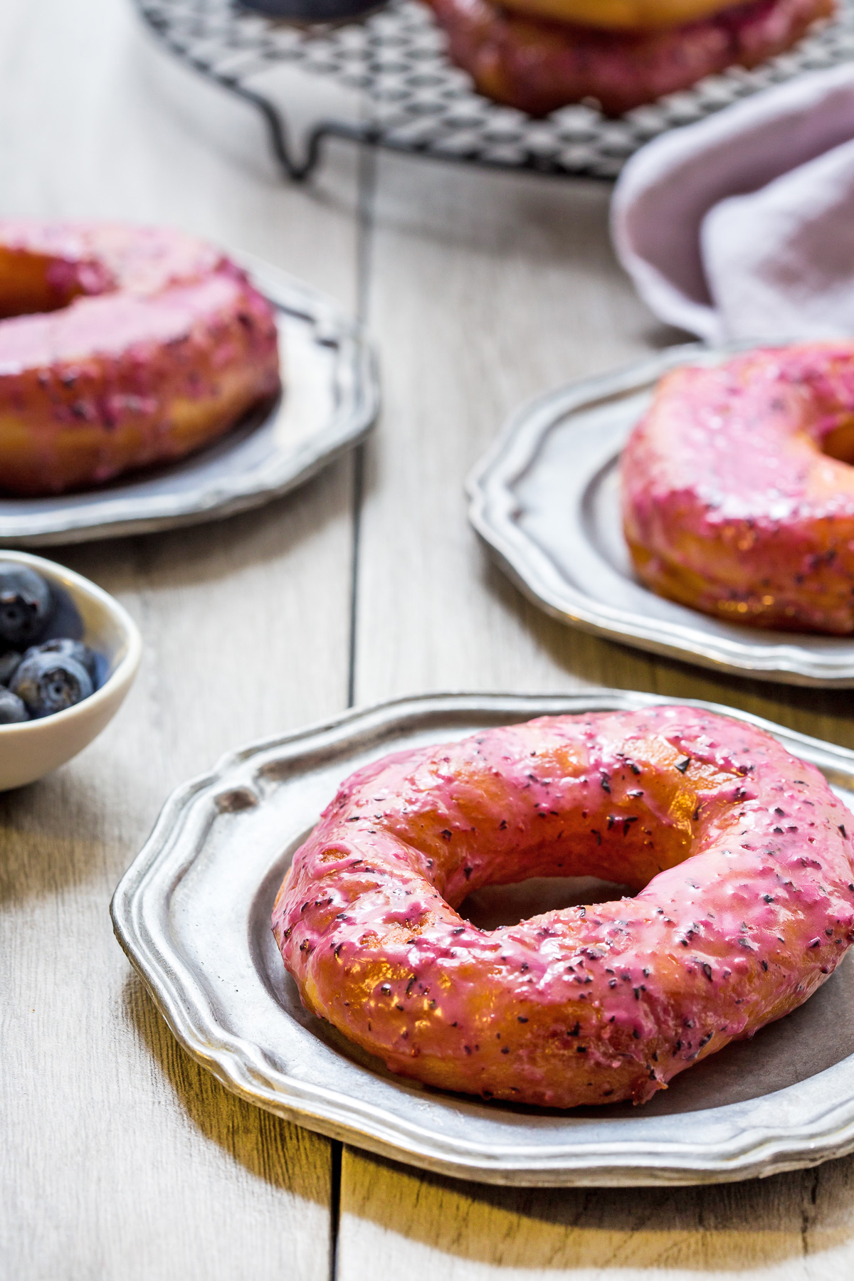 Blueberry Bourbon Brioche Doughnuts Recipe - Food Fanatic