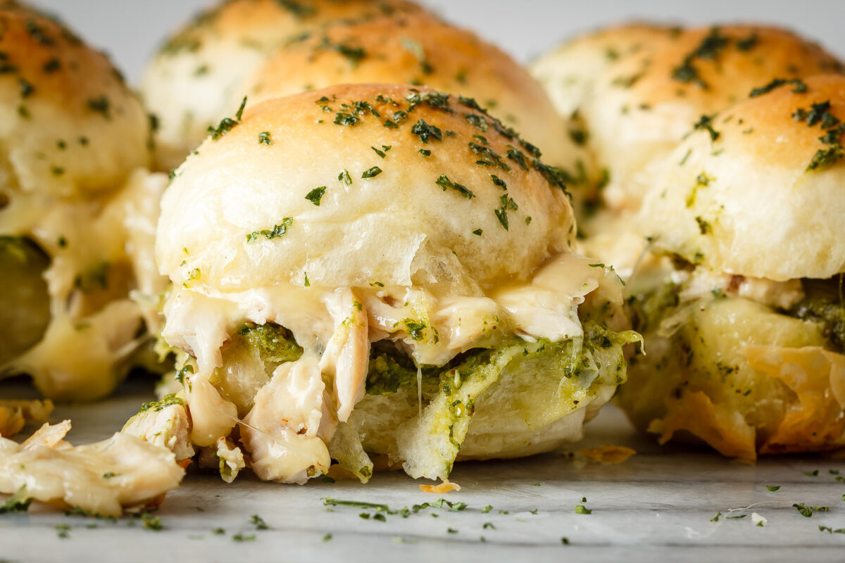 Pesto Chicken Pull Apart Sliders Recipe - Food Fanatic
