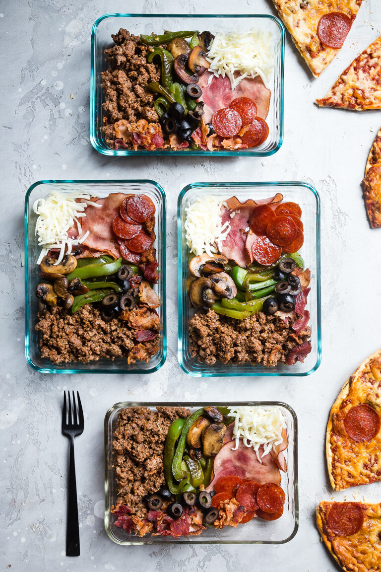 Low Carb Pizza Meal Prep Bowls Recipe - Food Fanatic