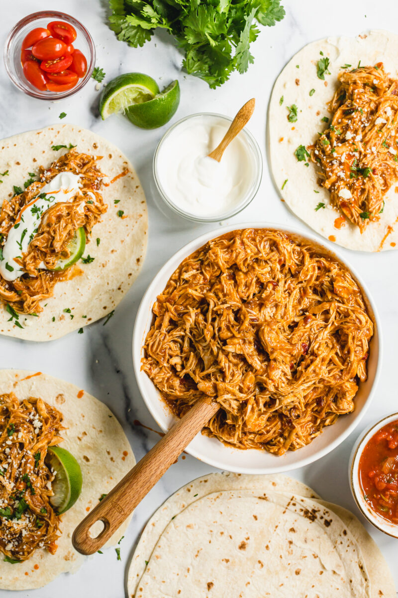 Slow Cooker Chipotle Pulled Chicken Recipe - Food Fanatic