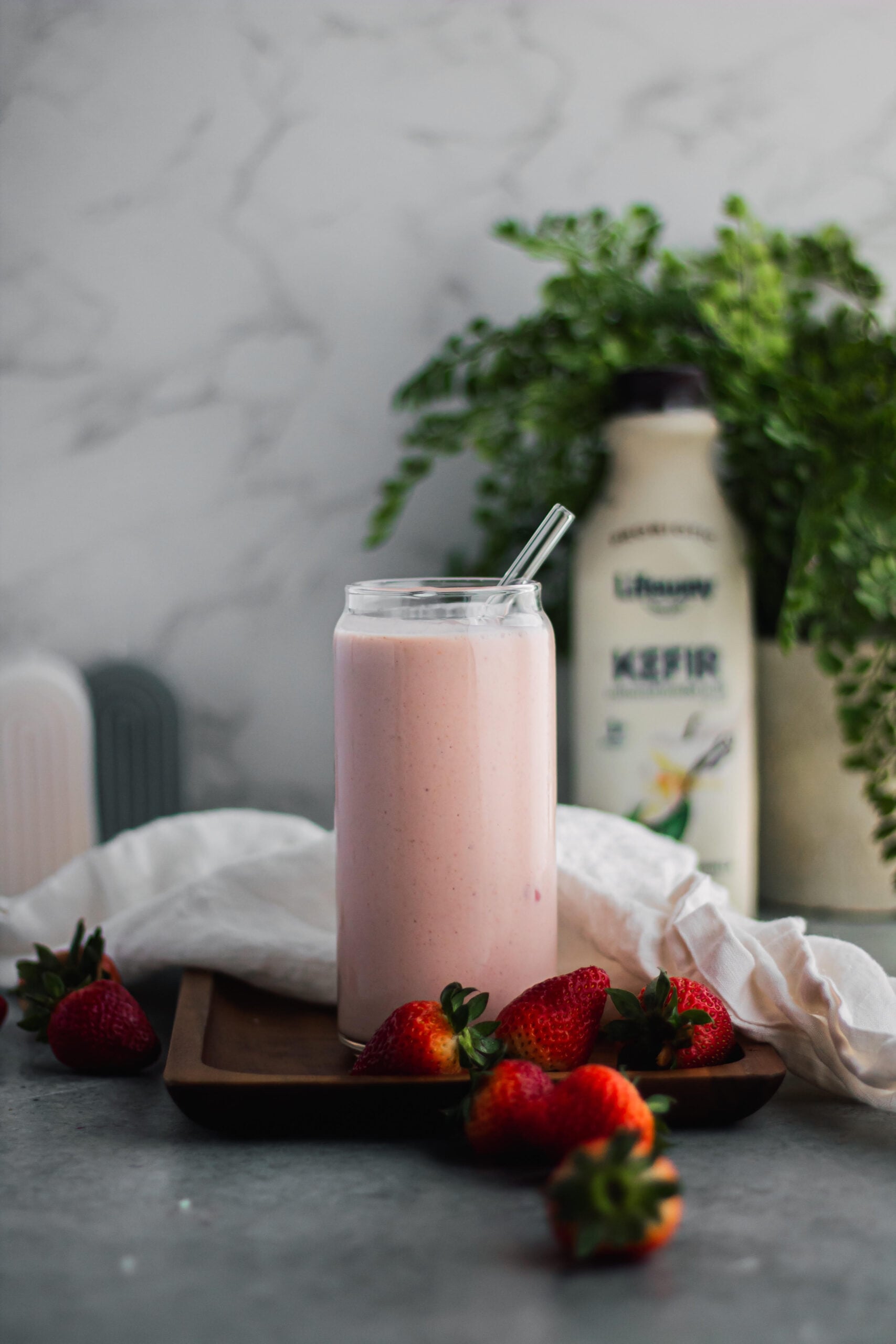 Strawberry Banana Protein Kefir Smoothie - Food Fanatic